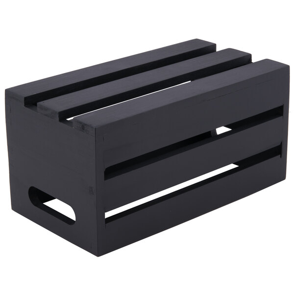 American Metalcraft WTBL12 12 1/4" x 6 1/4" x 6" Black Wood Crate