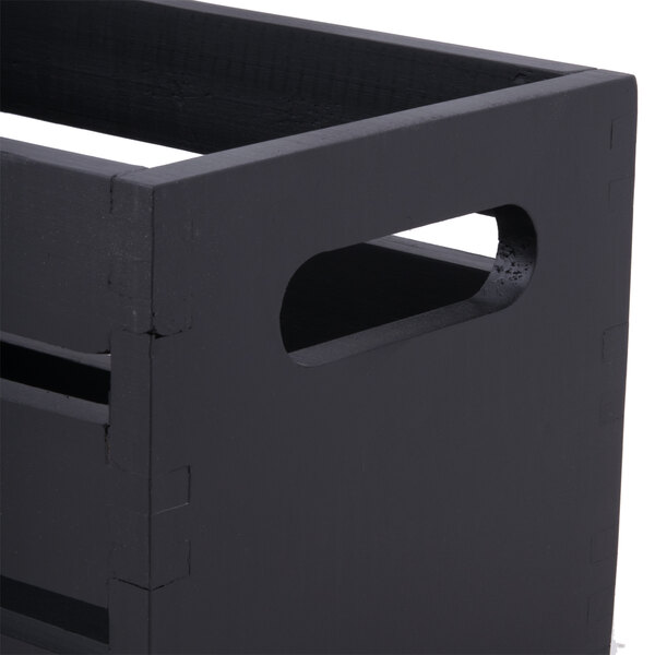 American Metalcraft WTBL12 12 1/4" x 6 1/4" x 6" Black Wood Crate