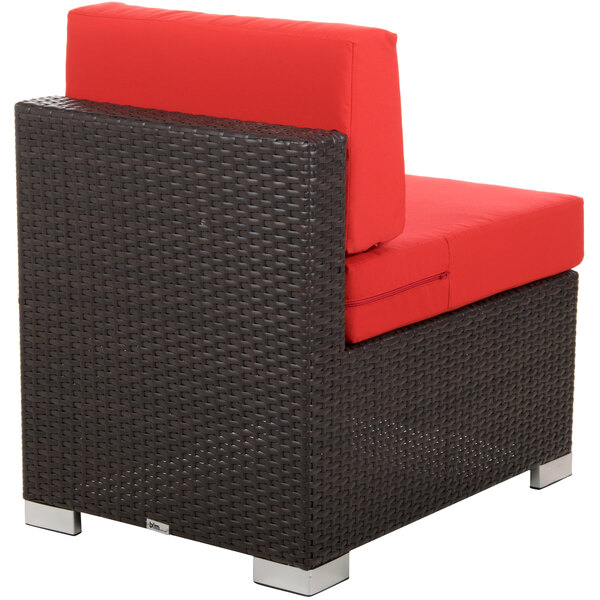 BFM Seating Aruba Java Wicker Outdoor / Indoor Wide Armless Chair