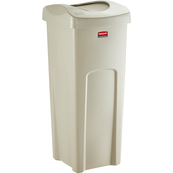 Rubbermaid 6903569BGKIT Untouchable 92 Qt. / 23 Gallon Beige Square ...