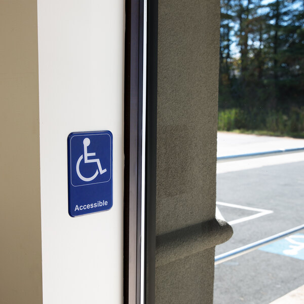 Thunder Group Handicap Accessible Sign - Blue and White, 9" x 6"