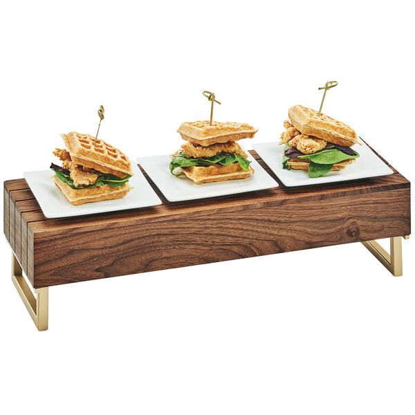 Cal-Mil 3724-46 Mid-Century 20" x 7" x 6" Walnut Wood and Brass ...
