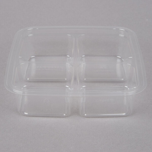 Fabri-Kal GS6-4S Greenware 16.7 oz. Shallow 4-Compartment Clear PLA ...