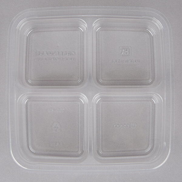 Fabri-Kal GS6-4S Greenware 16.7 oz. Shallow 4-Compartment Clear PLA ...