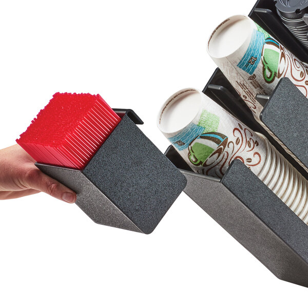 Cal-Mil 3573-13 Black Slanted Organizer Plastic Stir Stick Holder - 3 1 ...