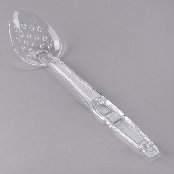 Cambro SPOP13CW 13" Clear Camwear Perforated Salad Bar / Buffet Spoon