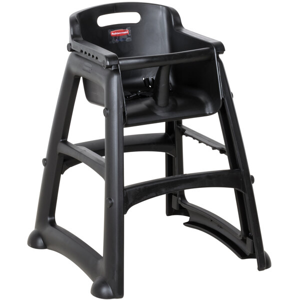 Rubbermaid FG780608BLA Black Restaurant High Chair without Wheels ...