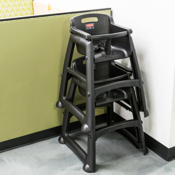 Rubbermaid FG780608BLA Black Restaurant High Chair without Wheels ...