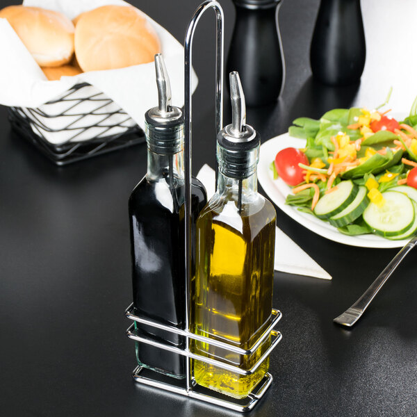Tablecraft 9085R Chrome Olive Oil / Vinegar Cruet Rack