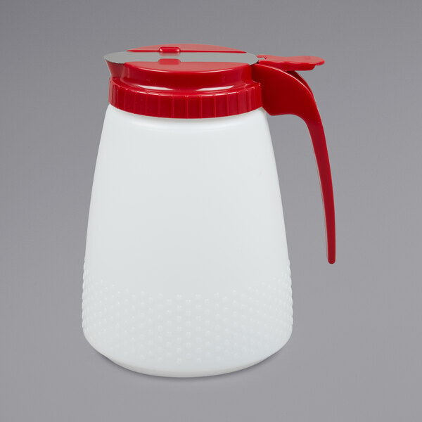 Tablecraft 748R 48 oz. Red Polyethylene All Purpose Dispenser with ABS Top