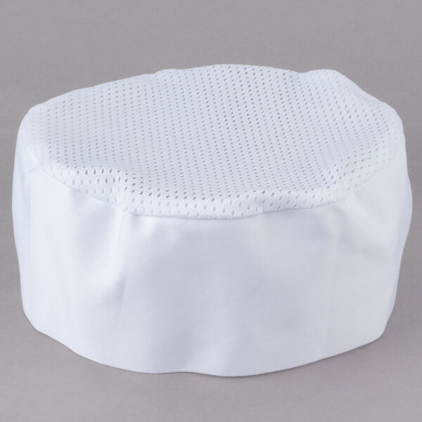 Chef Revival Customizable White Mesh Top Baker's Skull Cap / Pill Box Hat