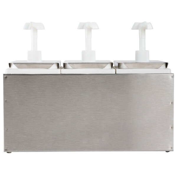 Carlisle 38503 7.5 Qt. Condiment Dispenser Rail with 3 Standard Pumps