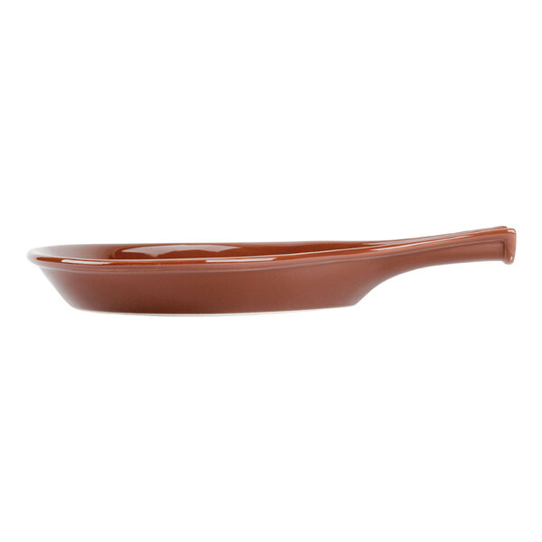 CAC FP-24-BWN Festiware 12" x 9" Brown Fry Pan Plate - 12/Case