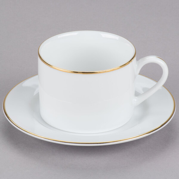 10 Strawberry Street GL0009 6 oz. Gold Line Porcelain Can Cup with ...