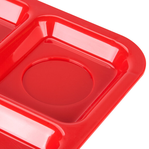 Carlisle P61405 10" x 14" Left Handed Polypropylene Red 6 Compartment Tray