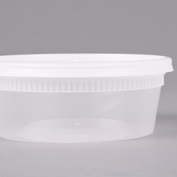 Pactiv/Newspring YL2508 8 oz. Translucent Round Deli Container Combo ...