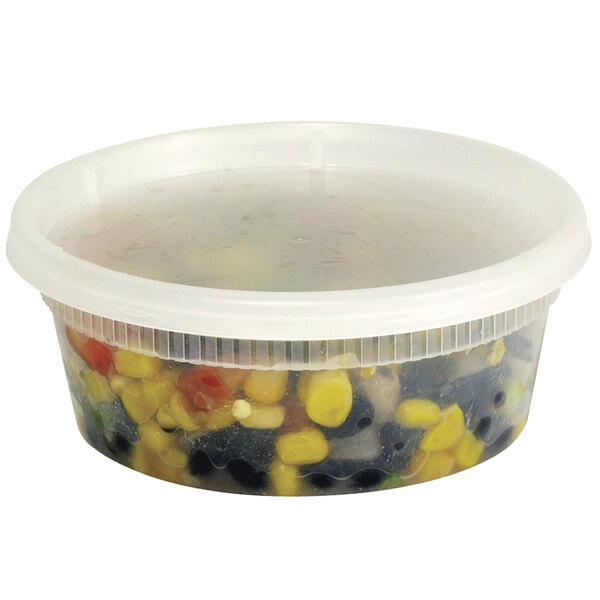 Pactiv/Newspring YL2508 8 oz. Translucent Round Deli Container Combo ...