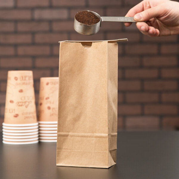 1 lb. Brown Kraft Customizable Paper Coffee Bag with Reclosable Tin Tie ...