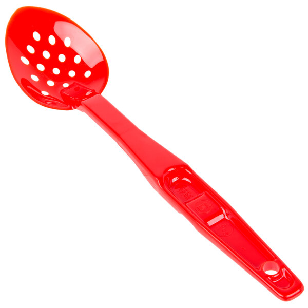 Cambro SPOP13CW404 13" Red Camwear Perforated Salad Bar / Buffet Spoon