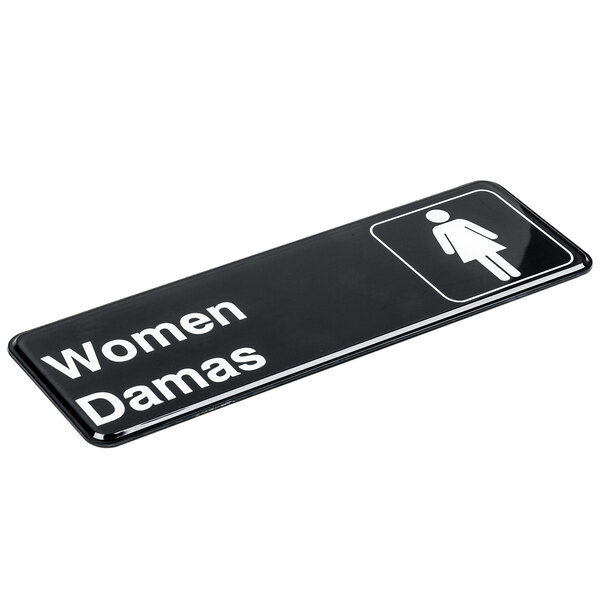 Tablecraft 394567 Black and White Women's / Damas Restroom Sign - Black ...