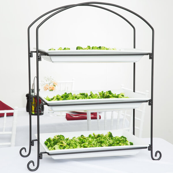 American Metalcraft IS13 Ironworks Three-Tier Rectangular Display Stand