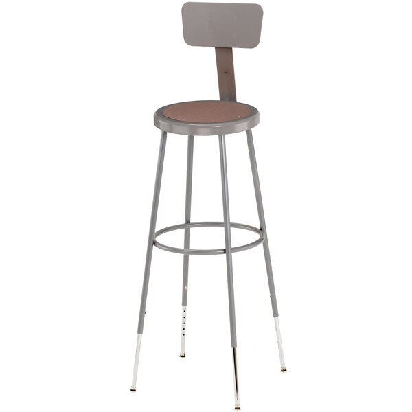 National Public Seating 32" - 39" Adjustable Round Hardboard Lab Stool ...