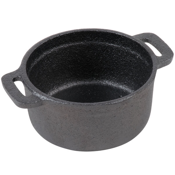 American Metalcraft CIPR42 9 oz. Pre-Seasoned Mini Cast Iron Pot with Cover