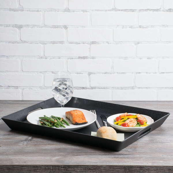 GET RST-1522-BK 20" x 15" Black Plastic Non-Skid Room Service Tray