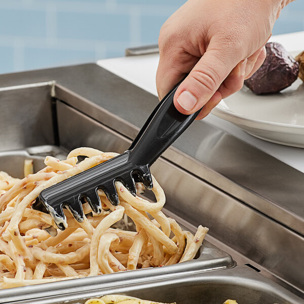 Cambro TGA8110 Lugano 8" Black Angled Plastic Spaghetti Tongs