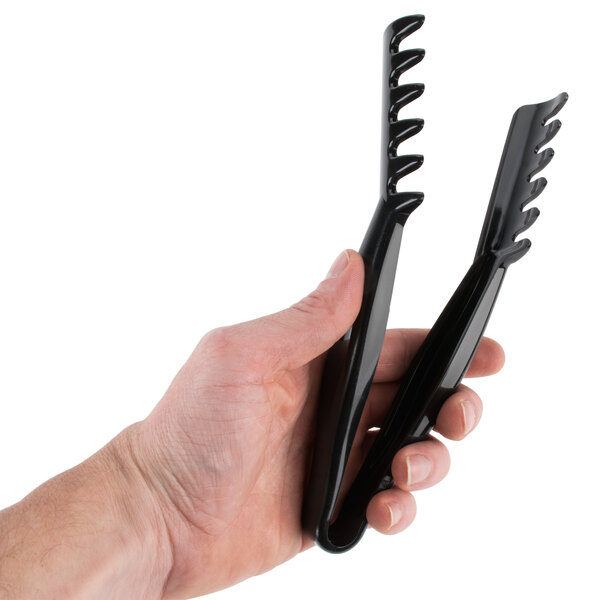 Cambro TGA8110 Lugano 8" Black Angled Plastic Spaghetti Tongs