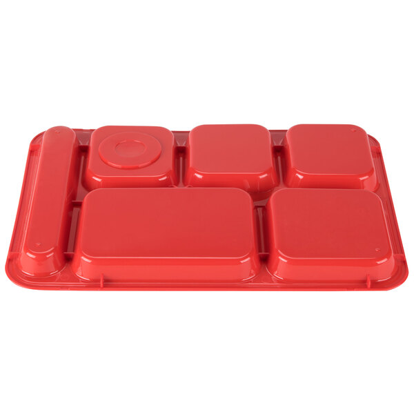 Carlisle P614R05 10" x 14" Right Handed Polypropylene Red 6 Compartment ...