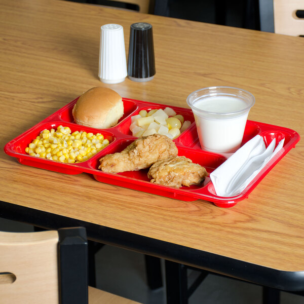 Carlisle P614R05 10" x 14" Right Handed Polypropylene Red 6 Compartment ...