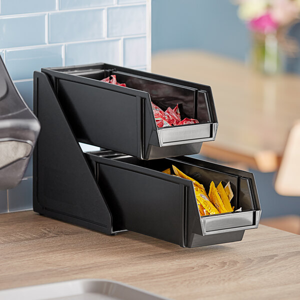 Vollrath 4841-06 Traex® Black Self-Serve Condiment Bin Stand Set with 2 ...