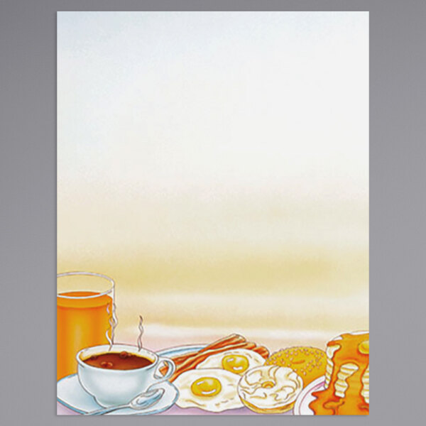 Choice 8 1/2" x 11" Menu Paper - Breakfast Themed Rooster Design Left ...