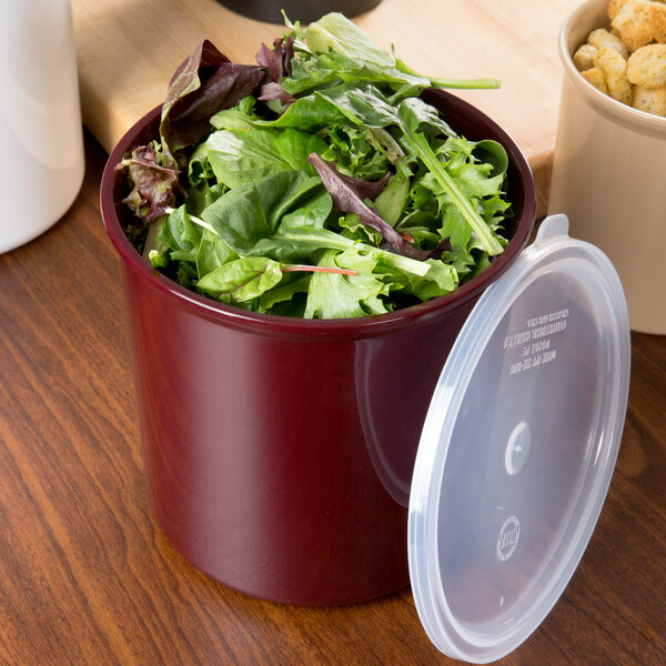 Carlisle Classic 2.7 Qt. Brown Round SAN Plastic Crock with Lid