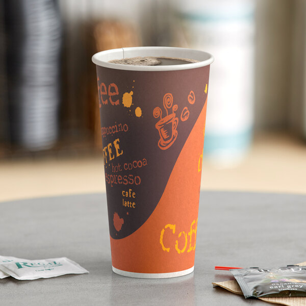 20 oz. Paper Hot Cups (Coffee Print) - 600/Case