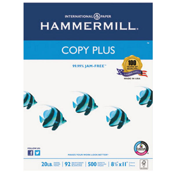 Hammermill 105007 8 1/2" x 11" Copy Plus White Case of 20# Copy Paper ...