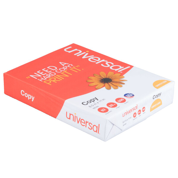 Universal Office UNV21200 8 1/2" x 11" White Case of 20 lb. Copy Paper ...