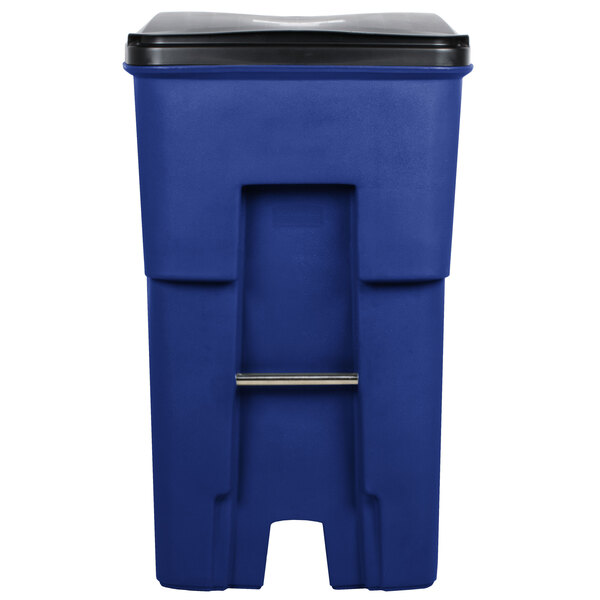 95 Gallon Blue Rollout Trash Can w/ Lid - Rubbermaid Brute