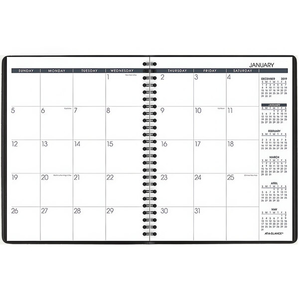 At-A-Glance 7012005 6 7/8" x 8 3/4" Black January 2025 - December 2025 ...