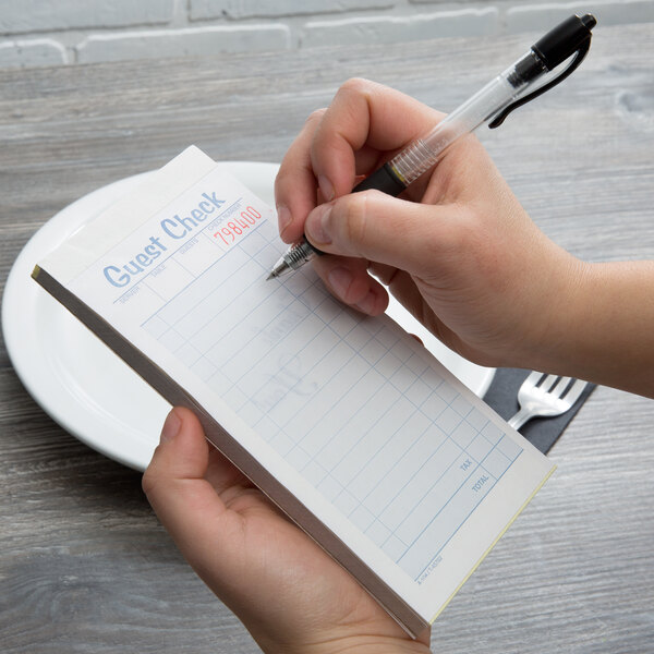 Adams 10450SW 2-Part White / Canary Carbonless Guest Check Book - 5/Case