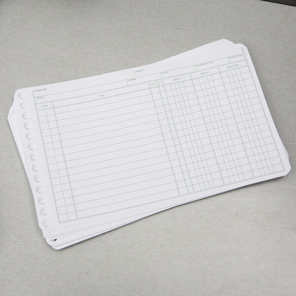 Adams ARB58100 5" x 8 1/2" Green / White Ledger 6-Ring Binder Refill ...