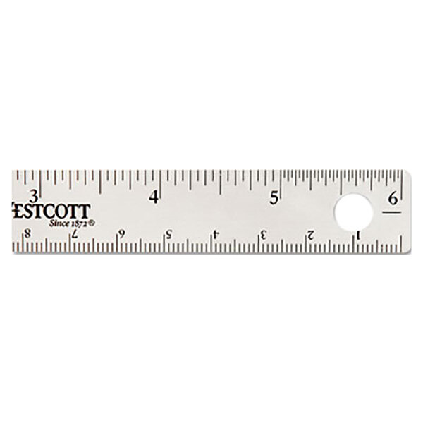 Westcott 10414 6" Stainless Steel Ruler with Cork Back and Hanging Hole ...
