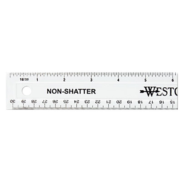 Westcott 13862 12" Shatterproof Plastic Ruler with Hanging Hole - 1/16 ...