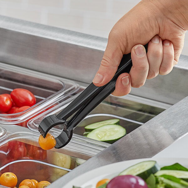 Carlisle 480603 Carly 6" Black Plastic Pom Tongs