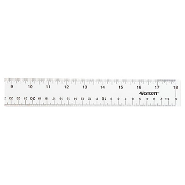 Westcott 10564 18" Clear Acrylic Ruler with Hanging Hole - 1/16 ...