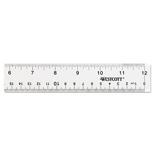 Westcott 10562 12" Clear Acrylic Ruler with Hanging Hole - 1/16 ...
