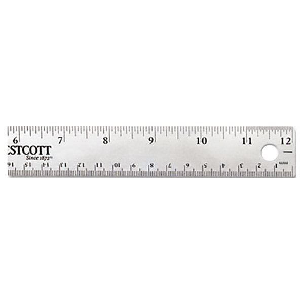 Westcott 10415 12" Stainless Steel Ruler with Cork Back and Hanging ...