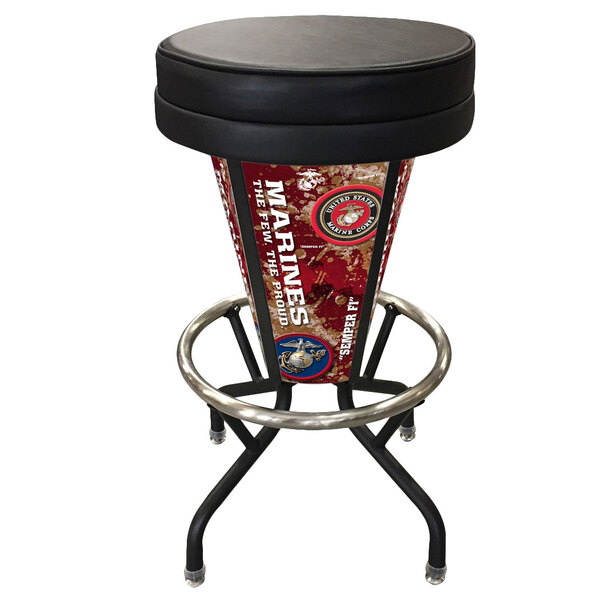 Holland Bar Stool L500030MarineBlkVinyl United States Marine Corps ...