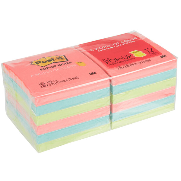 3M R330-12AN Post-It® Cape Town Collection 3" x 3" 100 Sheet Sticky Fan ...
